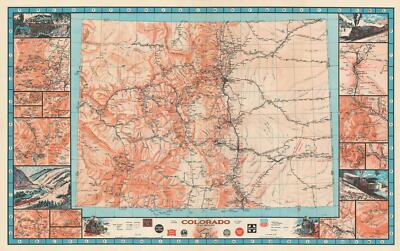 1943 Linn Westcott Pictorial Map of the Railroads of Colorado | eBay