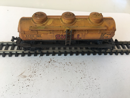 Weathered Atlas Shell 3 Dome Tank Car SCCX 1245 N Scale Trains | eBay