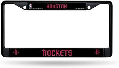 Houston Rockets Black Metal License Plate Frame Chrome Tag Cover, 12x6 ...
