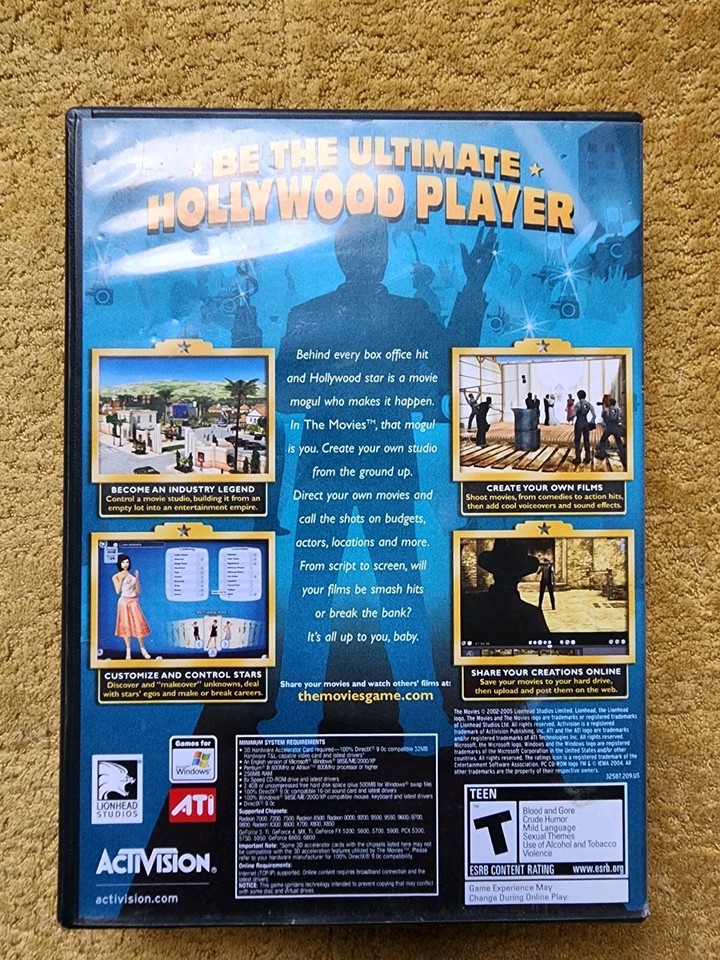 The Movies (PC Game Windows, 2005) 3-Disc Video Game With Manual and ...