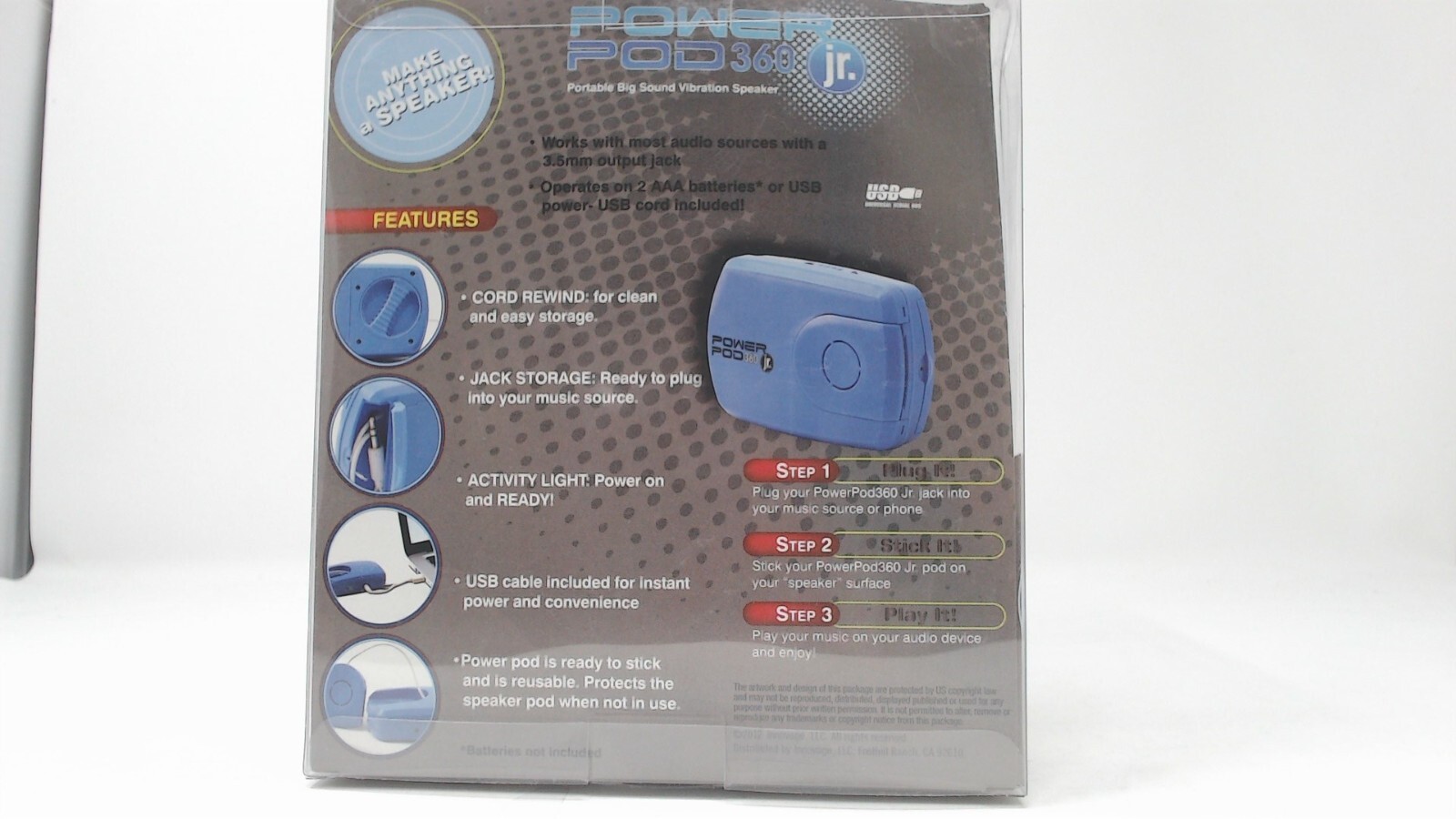 Power Pod 360 Jr. USB Portable Big Sound Vibration Speaker For All 3 ...