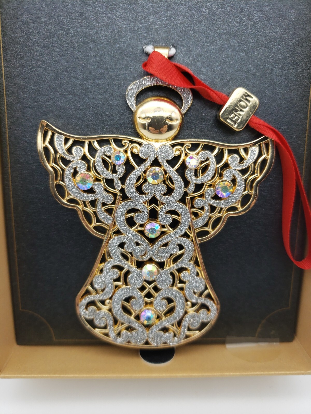 Monet Gold Tone and Rhinestone Angel Pendant Christmas Ornament New | eBay