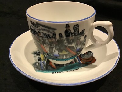 Antique Welsh Costumes Souvenir Cup and Saucer Wales | eBay UK
