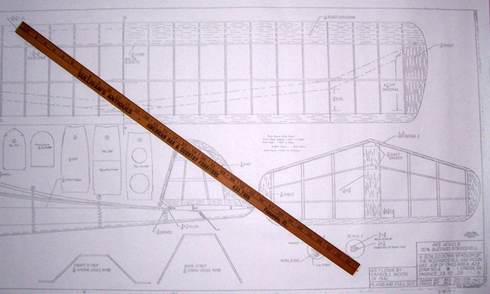 BUZZARD BOMBSHELL PLAN + BUILDING ARTICLES for 4K's 50” Span RC Model ...