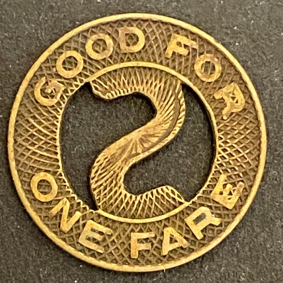 Springfield Railway Co. Ohio "G/F One Fare" Transit Token "S" 16mm ...
