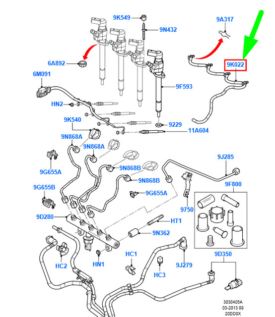 FORD C-MAX MK1 FUEL INJECTOR PIPE REPAIR TUBE 3M5Q-9K022-AC 1708234 ...