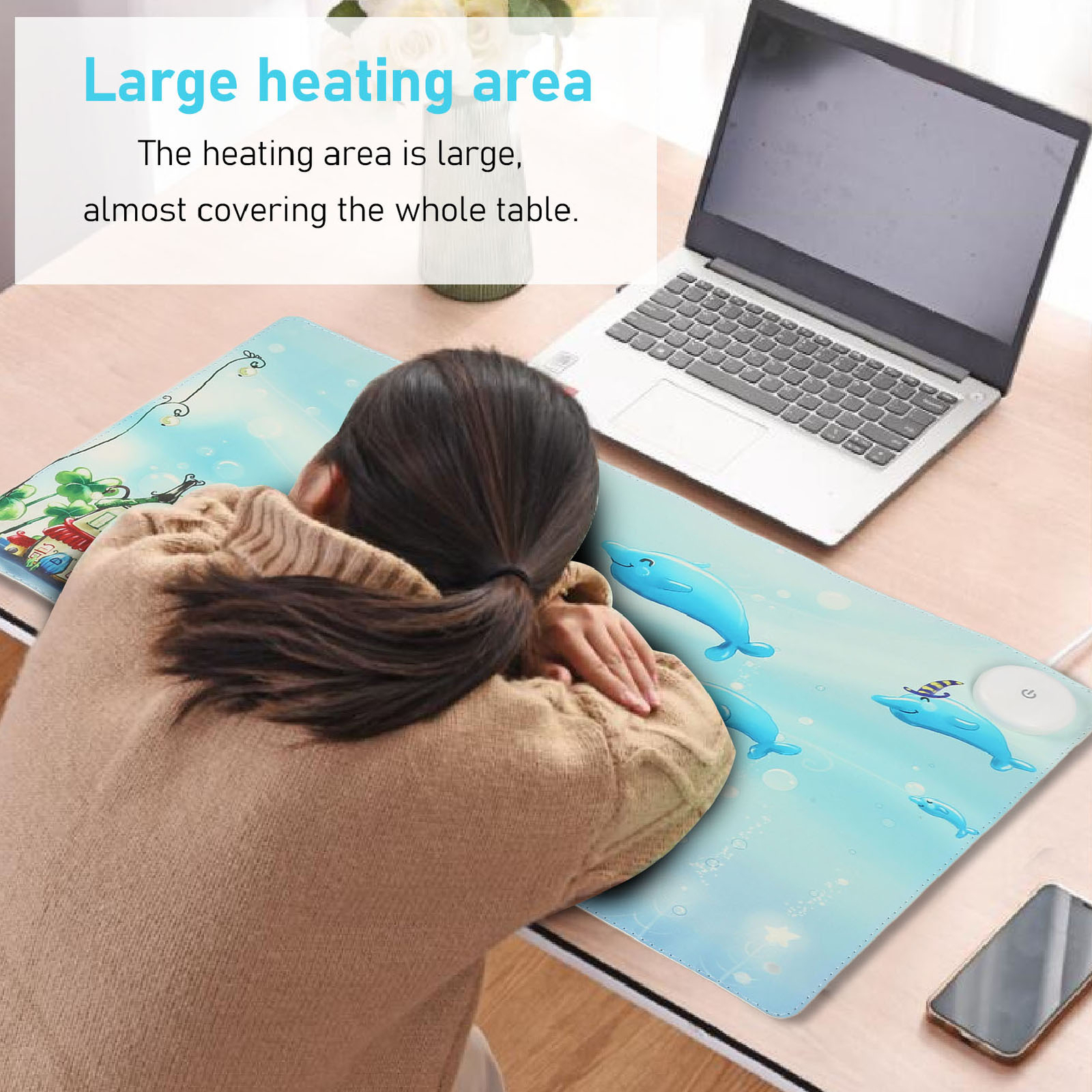 24x14In Heated Mouse Pad 3 Temperature Control Warm Desk Pad Large ...