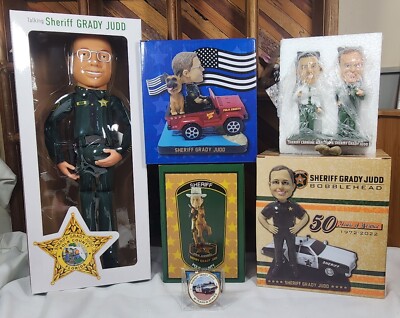 Polk County Sheriff Grady Judd Lot Signed Bobbleheads, 50yr Coin ...