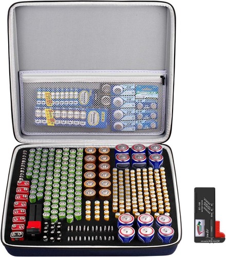 Waterproof Battery Storage Box with Foam Slots - Fits 300+ Batteries ...