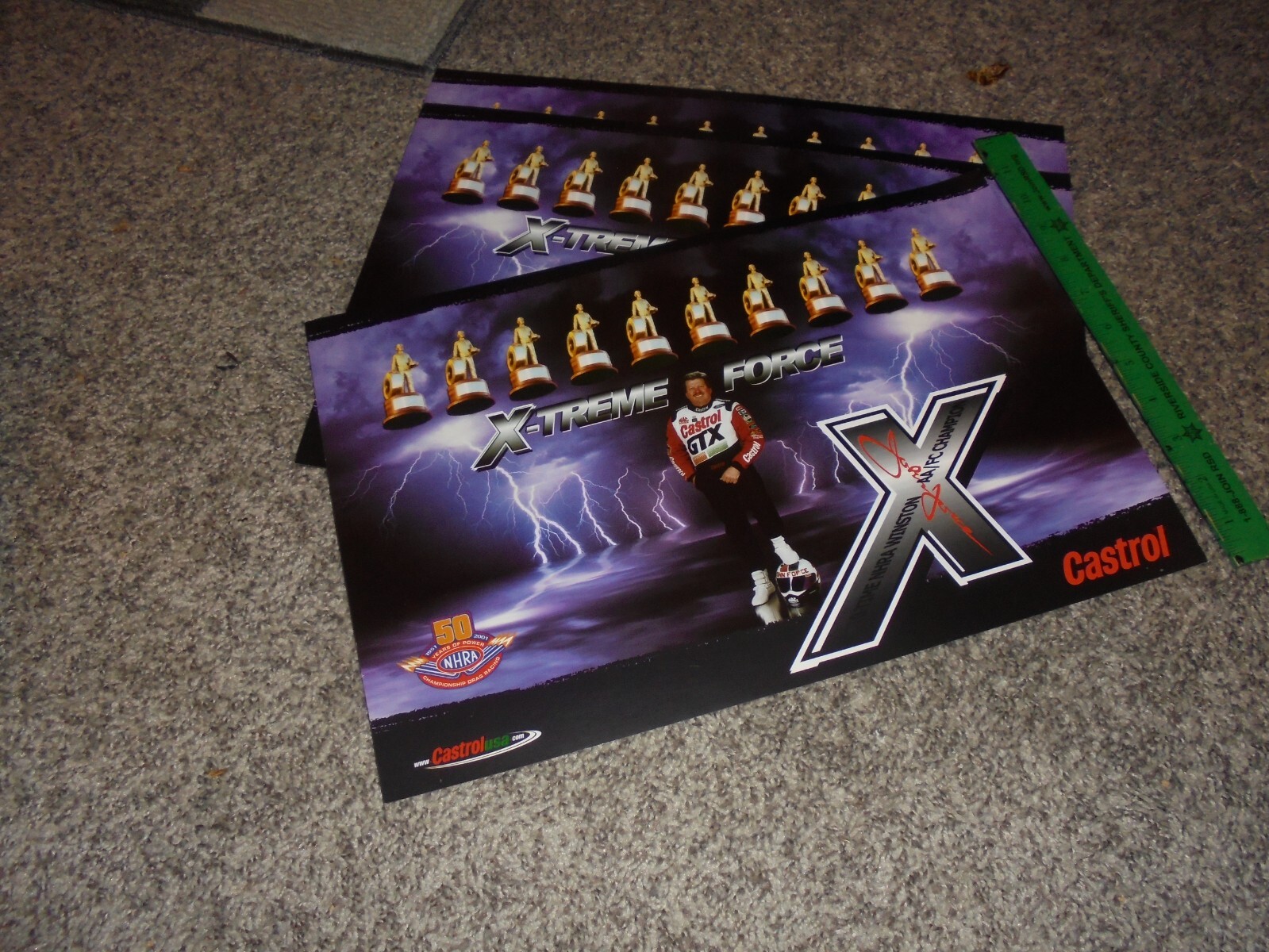 LOT OF 3 2001 NHRA DRAG RACING 10X CHAMPION JOHN FORCE POSTERS.CASTROL ...