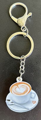 Coffee Cup With Spoon Acrylic Keyring With Snap-on Hook Keychain | eBay