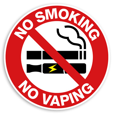 2 x 10cm No Smoking Vaping Sign Vinyl Stickers Office H&S Warning ...