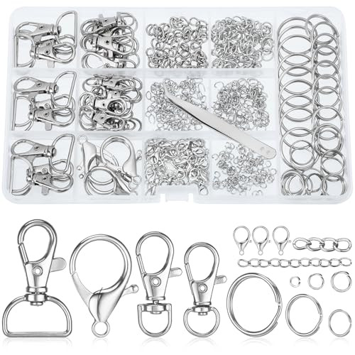 460PCS Keychain Making Kit, Key Chain Clips with Key Rings Bulk, Metal ...