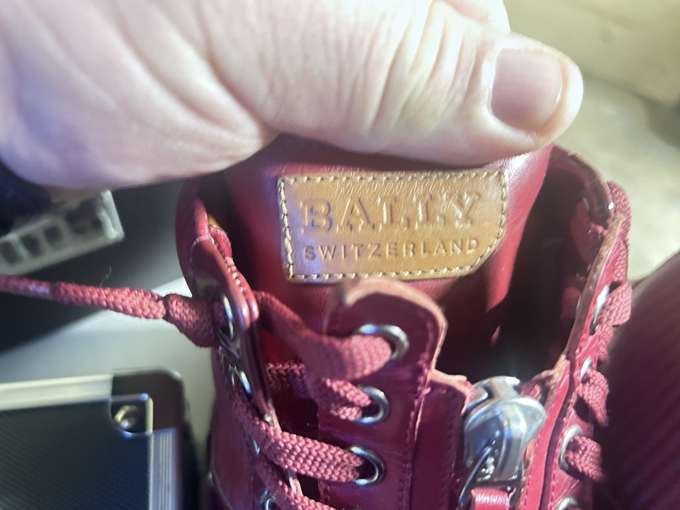 Bally Hekem Men's Sneakers Size 8 Red Calf Skin Leather Made In ...