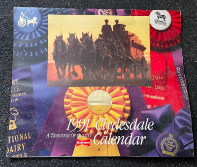 1991 Wall Calendar Budweiser's Beer Clydesdales Horses! Anheuser Busch ...