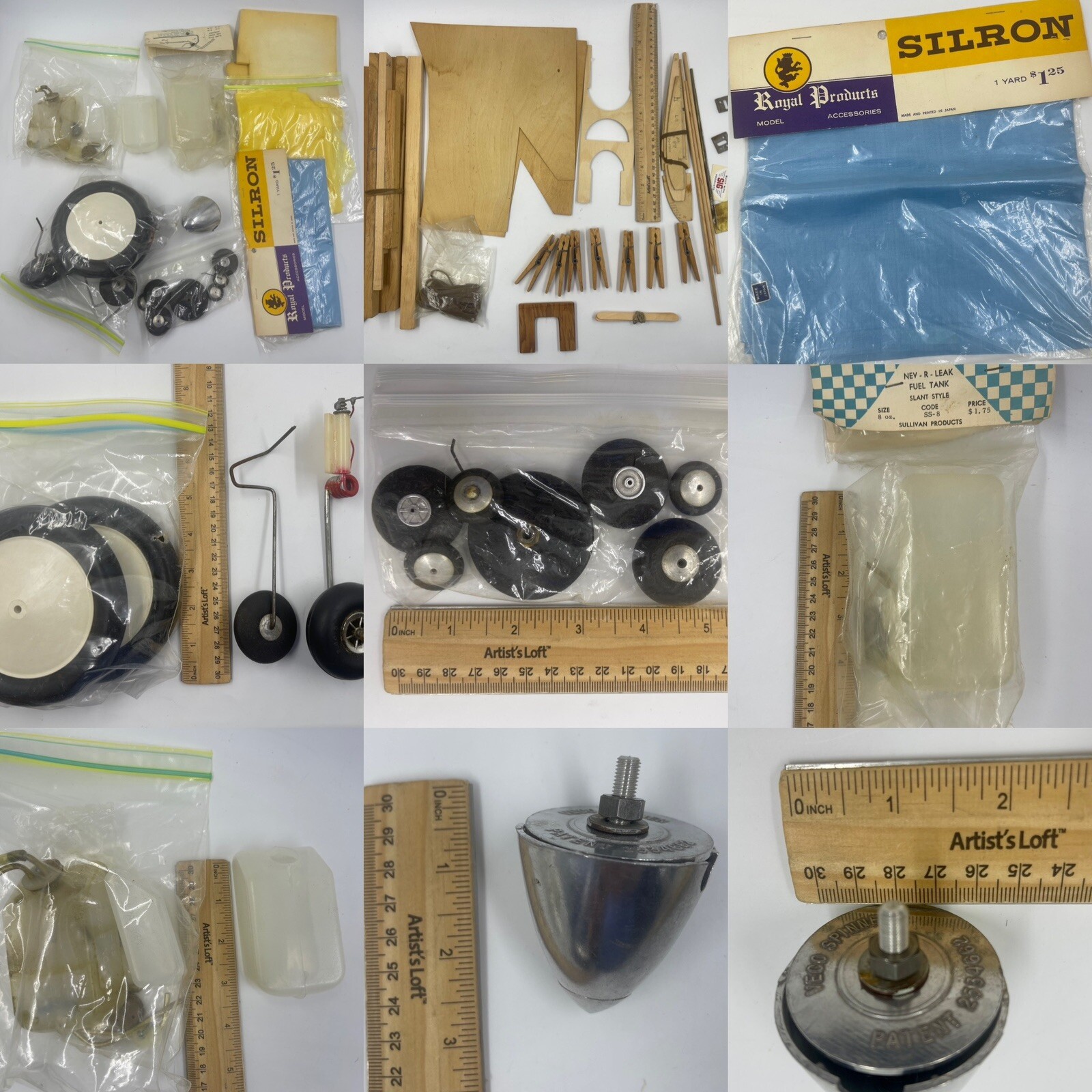Vintage Airplane Parts, Balsa Etc. Wheels, Fuel Tank, Woods Parts Only ...