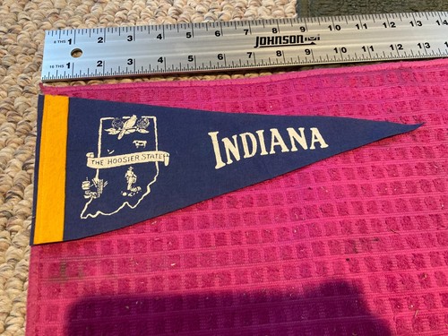 VINTAGE Indiana THE HOOSIER STATE Souvenir BANNER Pennant FLAG - FAST ...