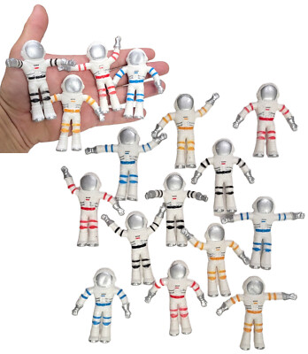 Colorful Bendable Astronauts (3") Flexible Rubber Figures Sensory (12 ...
