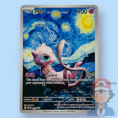 Pokemon Mew Starry Night Van Gogh Beautiful Moon ACG Star Trading Card ...