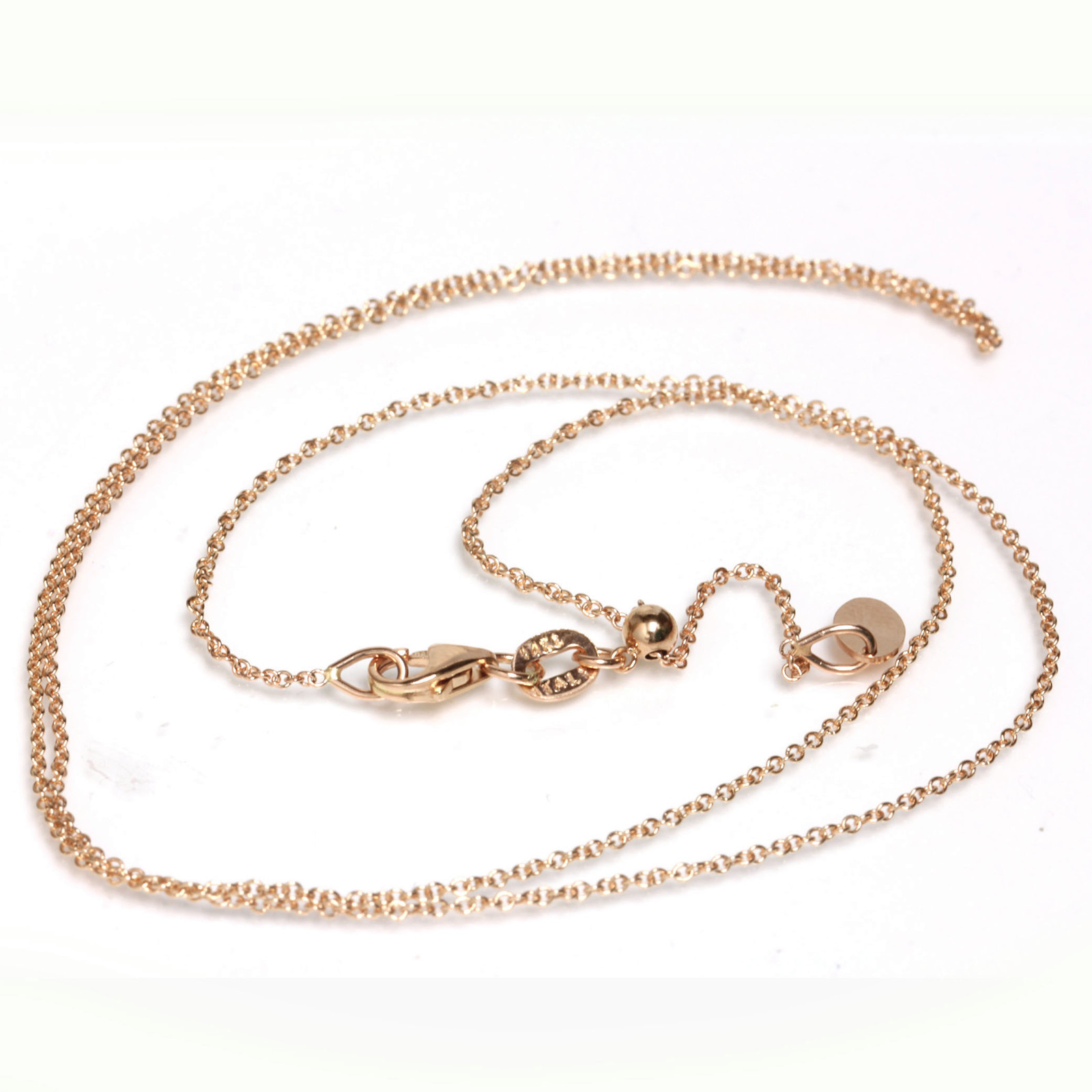 14kt Rose Gold ADJUSTABLE Chain 14", 16",18", 20" Easy slide and adjust ...