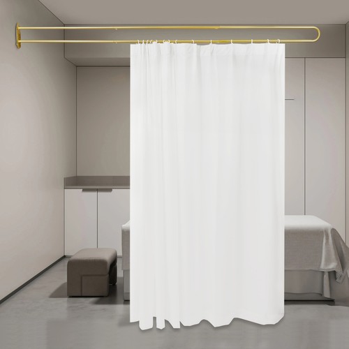 White Partition Curtain With U-Shape Tube Privacy Partition Curtain ...