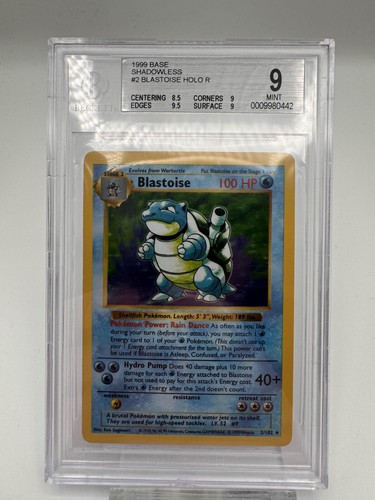 Pokemon TCG Base Set Shadowless Blastoise Card BGS 9 Beckett Mint 9 | eBay