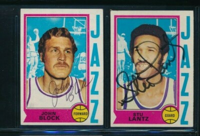 lot 1974-75 TOPPS #101 STU LANTZ & #168 John Block signed auto ...