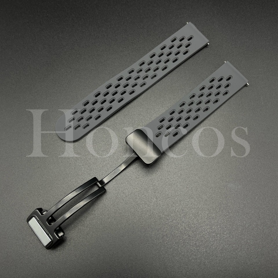 20 22 MM Gray Silicone Rubber Watch Band Magnetic Quick Release Fits ...