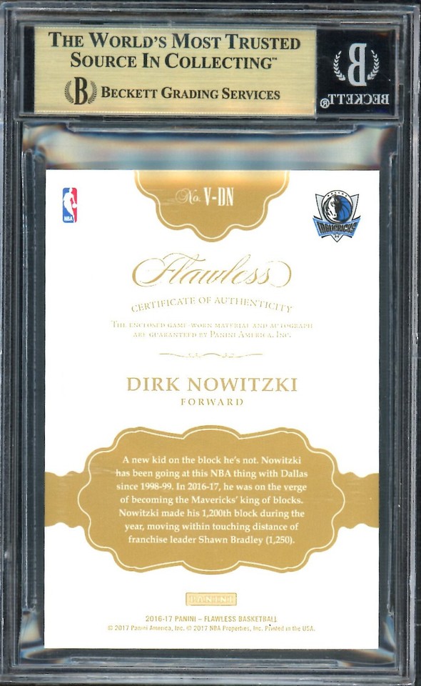 BGS 9.5 2016-17 Flawless Dirk Nowitzki Vertical Patch On Card Auto ...