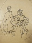 VTG Early Century Russian Romantic Couple Drawing Paper Small Original ...