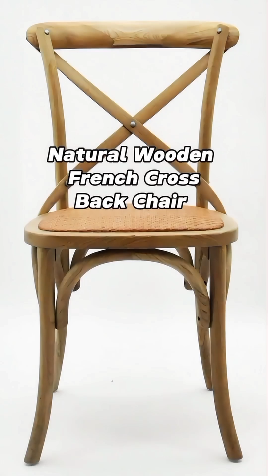 Farmhouse Rustic Cross-Back Dining Chair Elm Wood Rattan Seat Café ...