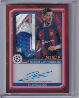 2023-24 Topps Merlin - Robert Lewandowski Orange Refractor Match Ball ...