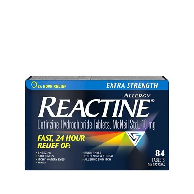 Reactine Extra Strength 84 Tablets 24 Hour Allergy Symptom Relief ...