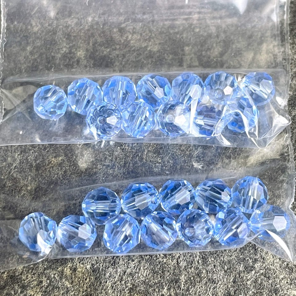 6mm round crystal beads Swarovski? - 108 pcs - bright blues - estate ...