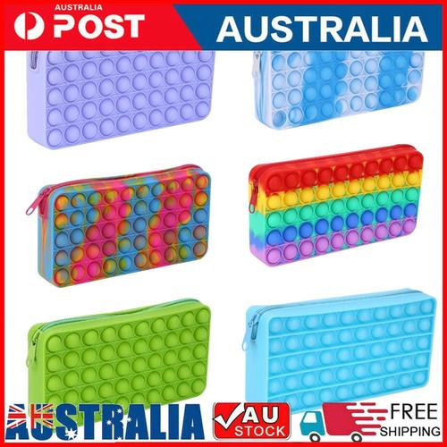 Push Bubble Pencil Case Silicone Bubble Sensory Stationery Storage Bag ...