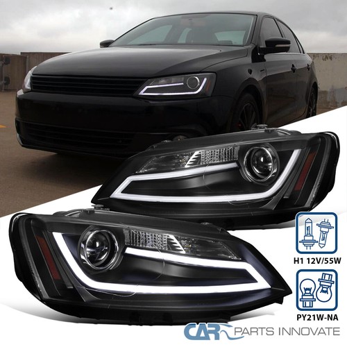 Black Fits 2011-2014 VW Volkswagen Jetta MK6 Projector Headlights LED ...