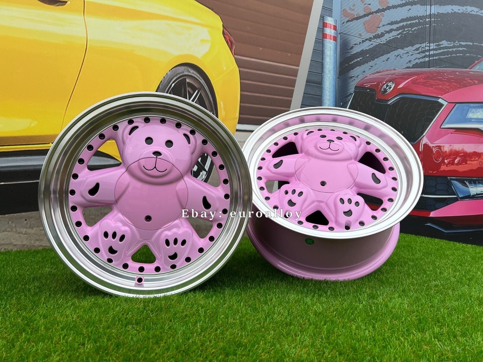 15" 4X100 RONAL URS TEDDY BEAR old school PINK wheels for VW HONDA JDM ...
