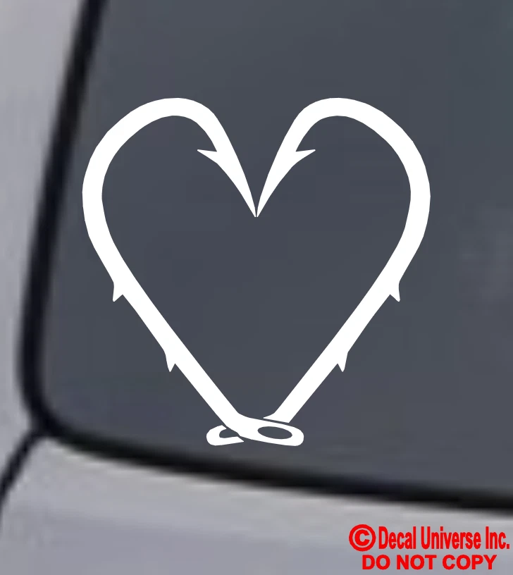 Fishing Hook Heart Decal