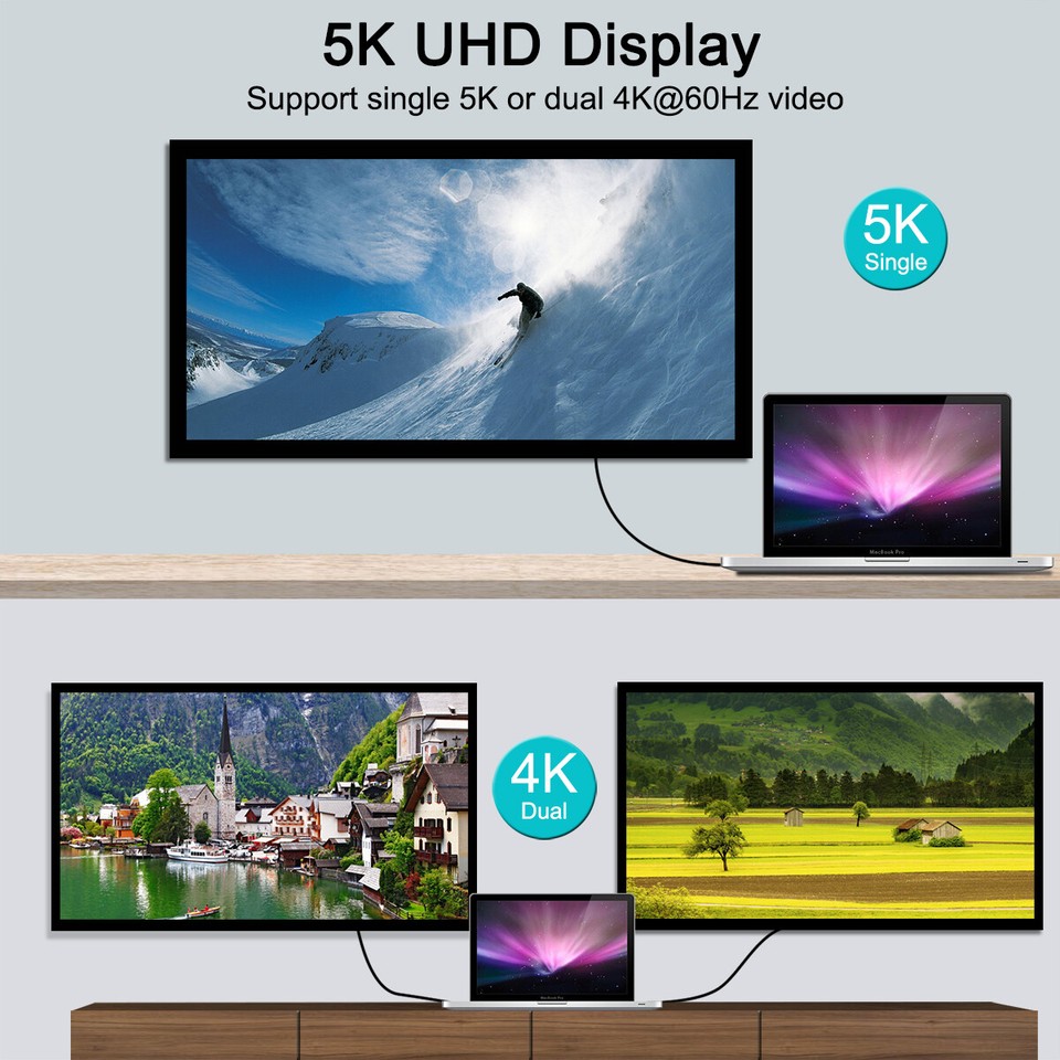 Certified Real Thunderbolt 3 Cable 0.7M 40Gbps 100W Charing 5K 4K Video ...