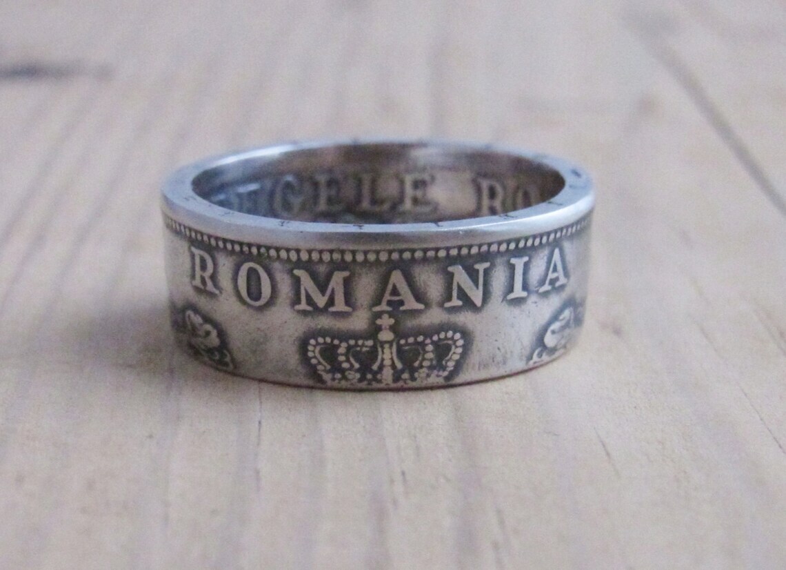 Romanian coin ring - Romania silver coin ring - ring made of romanian ...