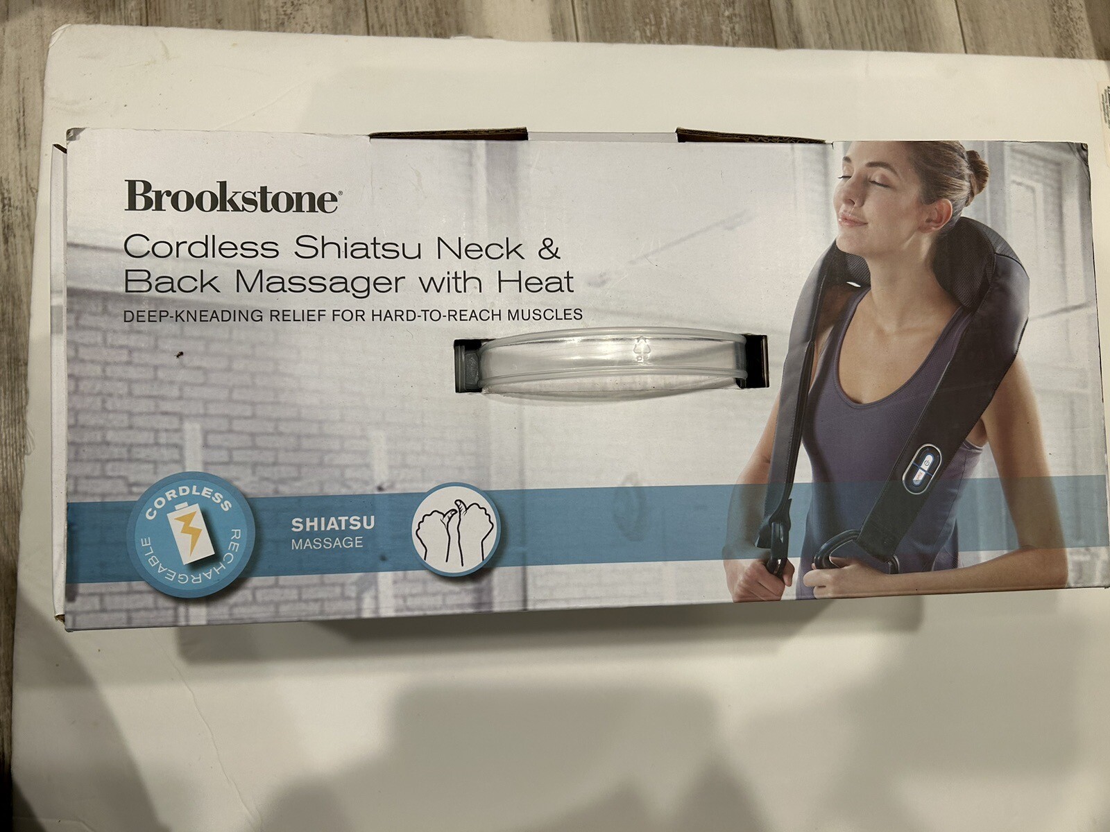 Brookstone Cordless Shiatsu Neck & Back Massager with Heat for sale ...