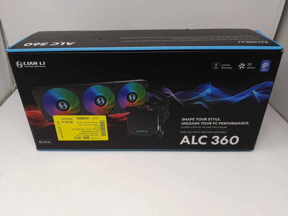 Lian Li ALC360 AIO Cooler 360mm RGB Liquid CPU Cooling 3 PWM Fans Black ...