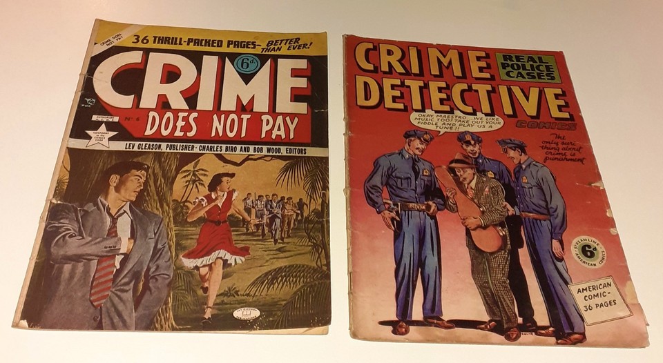 11x VINTAGE PRE-CODE CRIME / HORROR COMICS lot UK Australia 1951-56 ...