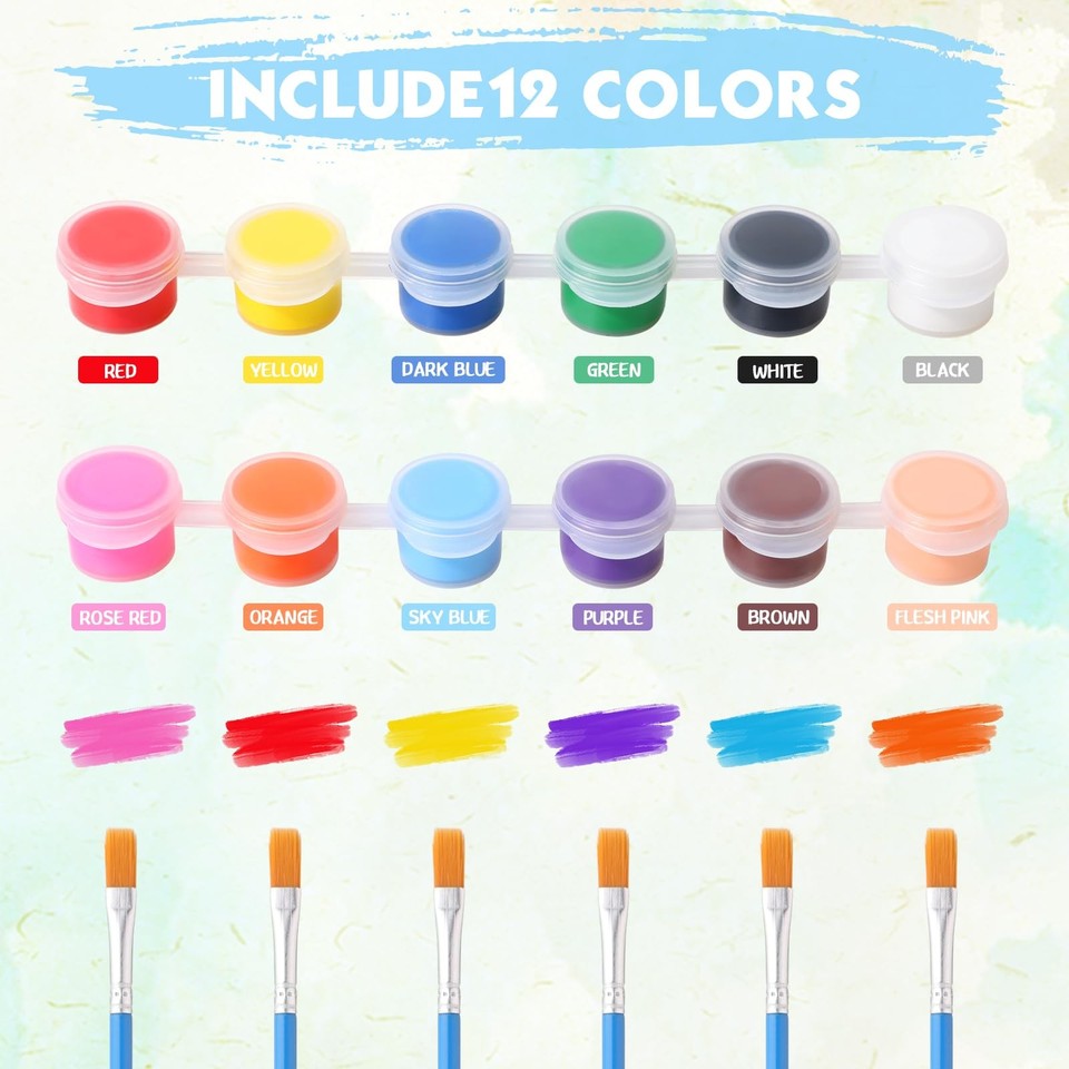 560 Pcs Mini Acrylic Paint Set 40 Set 12 Colors Washable Paint Strips ...