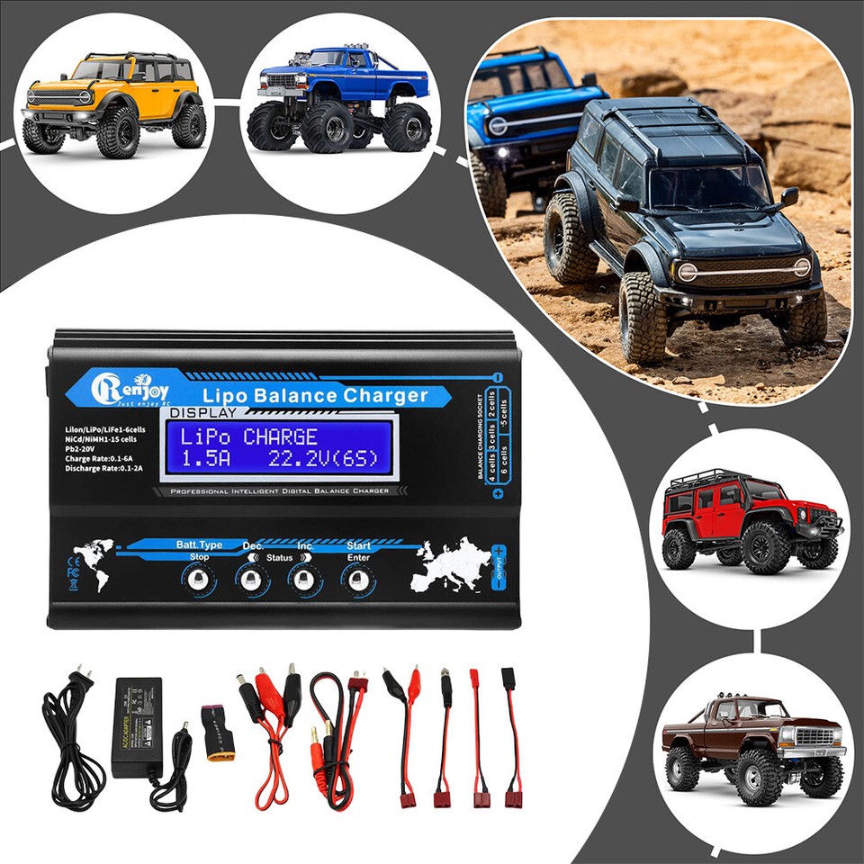 RC Car Battery Charger RC Charger for 1S-6S LiPo Lilon Life 1S-15S NiCd ...