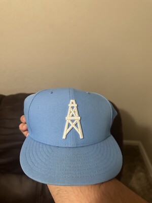 HOUSTON OILERS NFL VINTAGE LIGHT BABY BLUE THROWBACK LOGO HAT CAP 7/34 ...