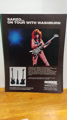 RUDY SARZO QUIET RIOT WASHBURN BASS ORIGINAL 1984 PRINT AD 11 X 8.5 D2 ...