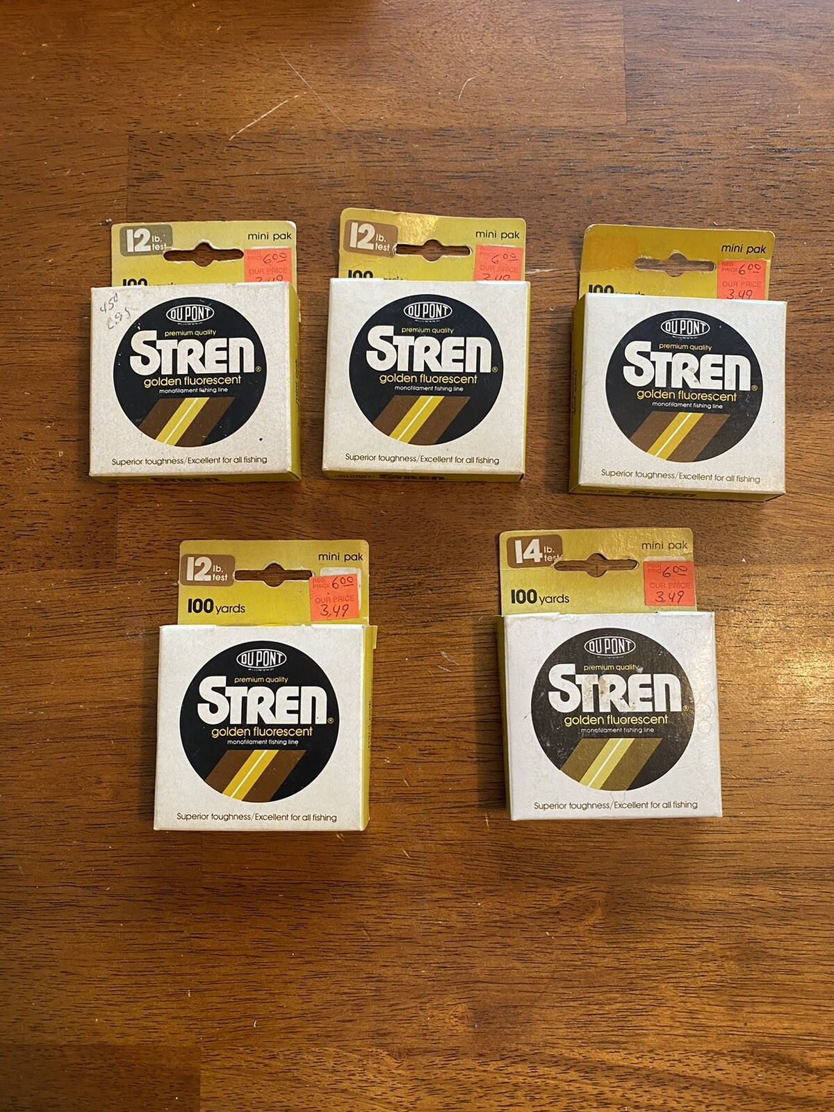 Vintage DuPont Stren Golden Fluorescent Monofilament Fishing Line 12lb ...