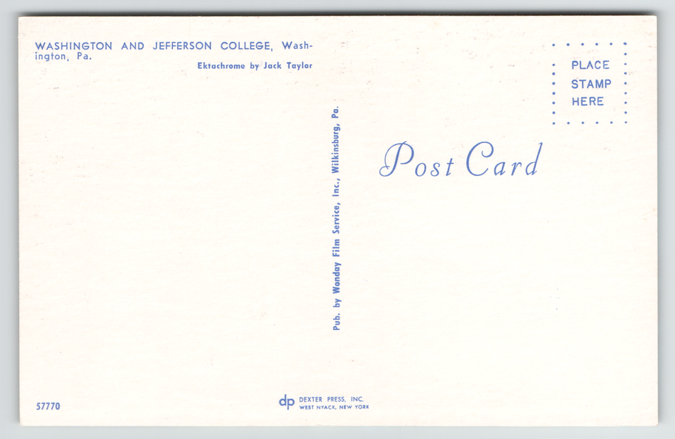 Postcard Washington & Jefferson College Washington, PA | eBay