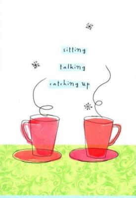 HALLMARK "SITTING, TALKING..." (COFFEE CUPS) FRIENDSHIP CHRISTMAS CARD ...